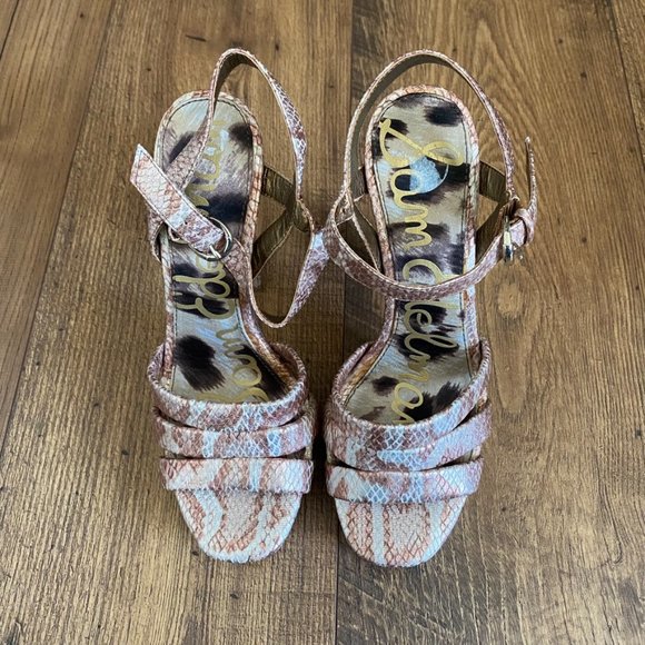 Sam Edelman | Shoes | Sam Edelman Taryn Snake Skin Sandal Heel Size 6 | Poshmark